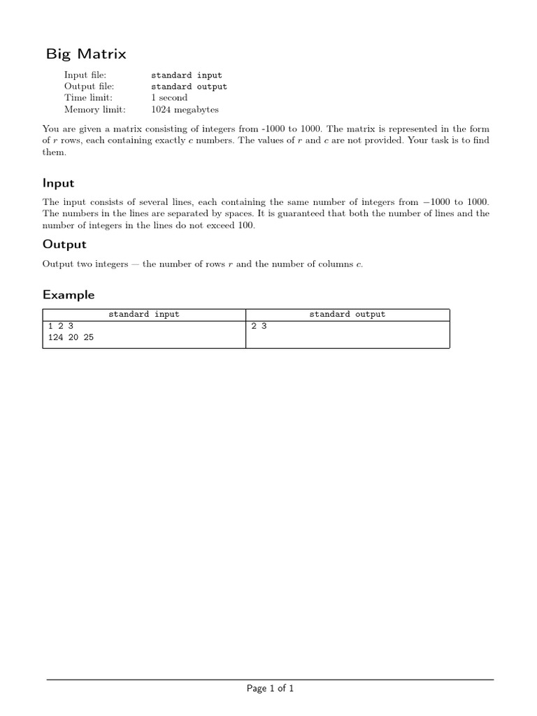 Matrix Dimensions Finder | PDF