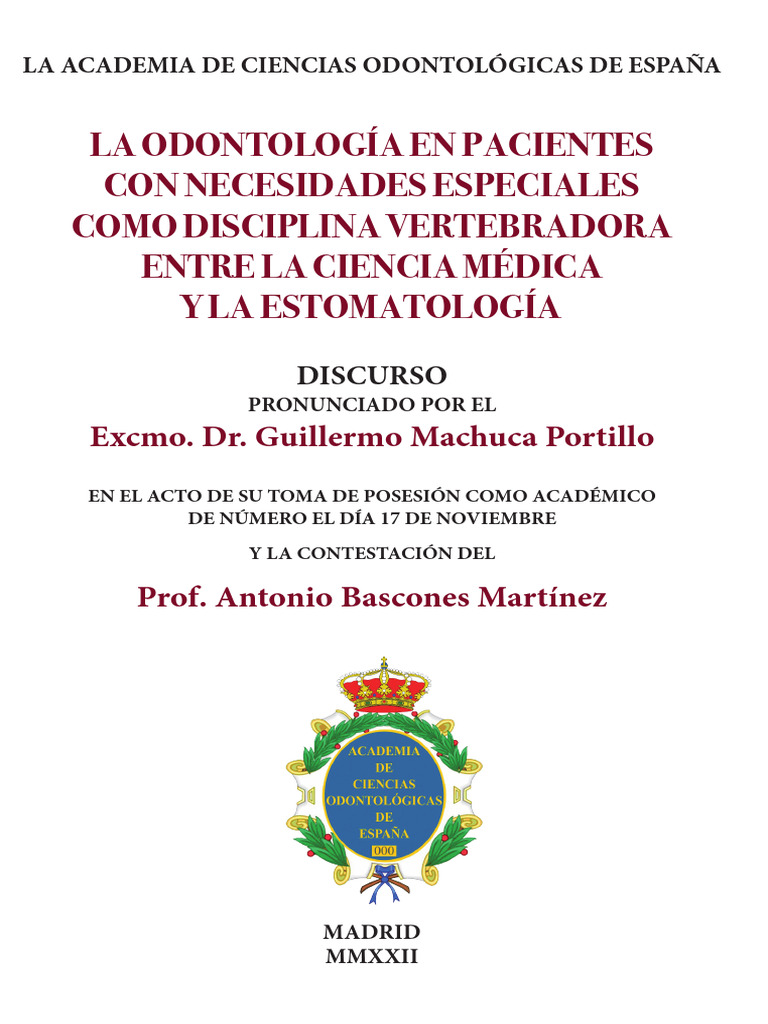 Discurso Dr Machuca Portillo Sobre Pacientes Especiales | PDF ...