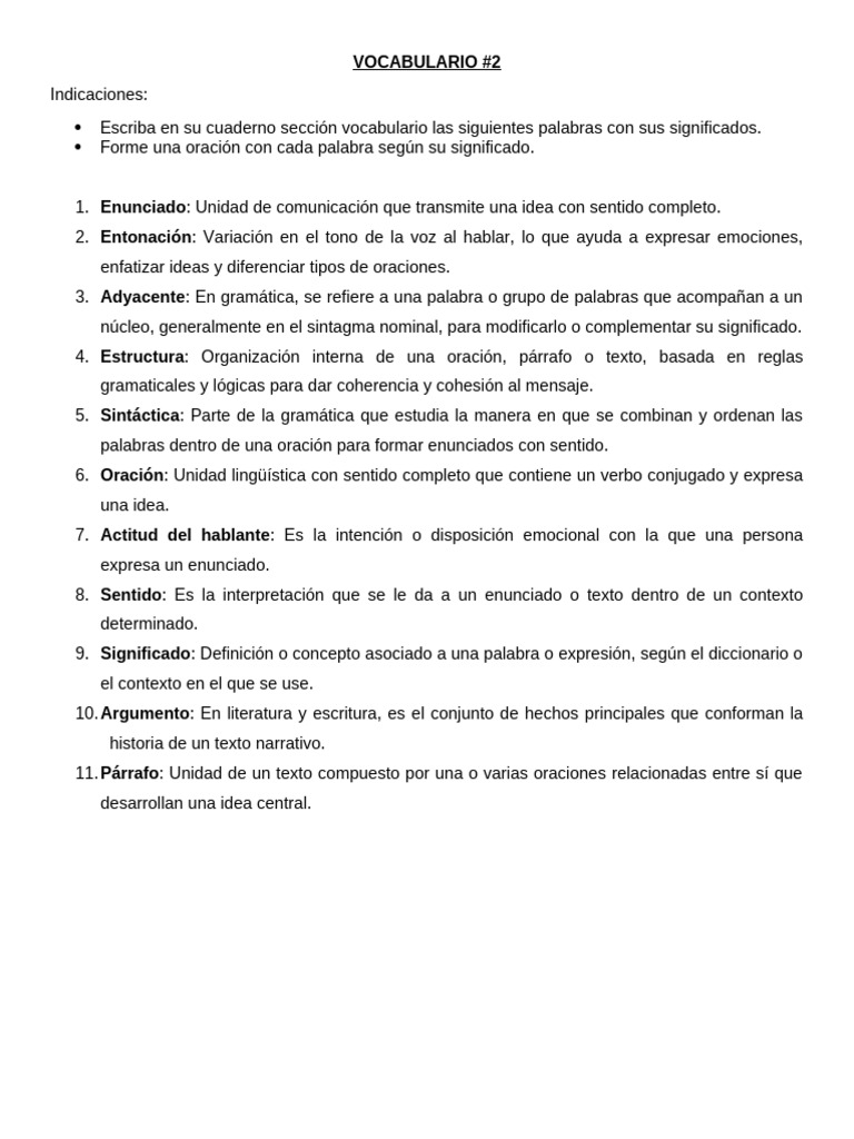 Vocabulario Esencial de Gramática | PDF
