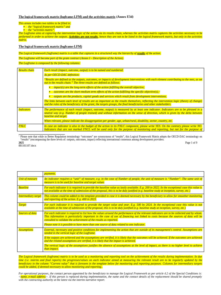 Annex C - Logical Framework (En) | PDF | Matrix (Mathematics) | Business