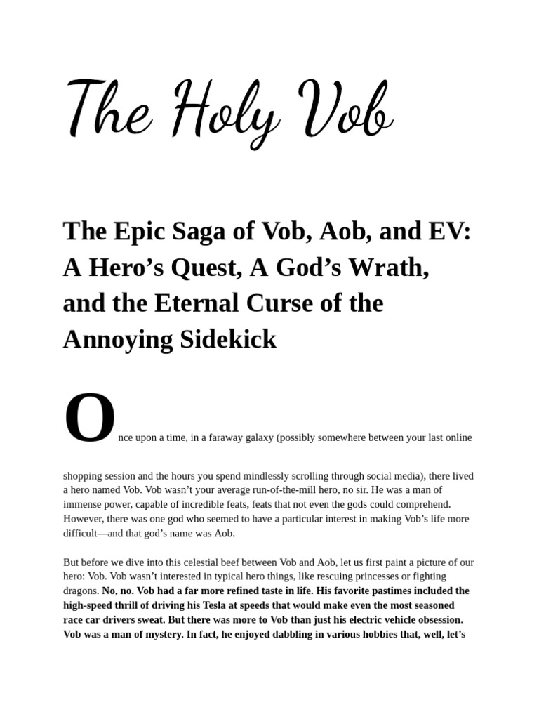 The Holy Vob a Short Story - Google Docs | PDF