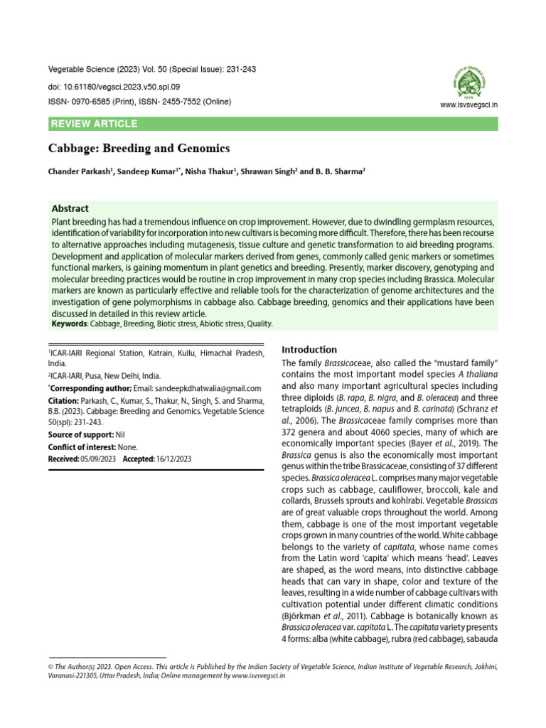 9 - 10. Cabbage Breeding and Genomics-Review (Katrain) - Revised v1 ...