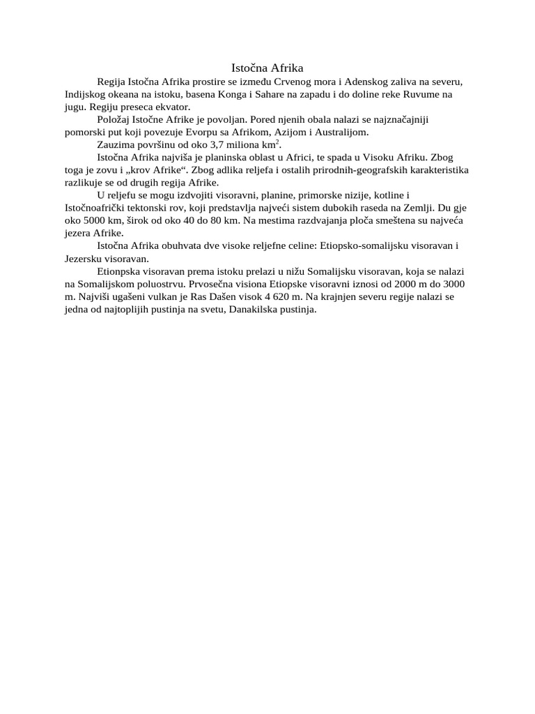 Istočna Afrika | PDF