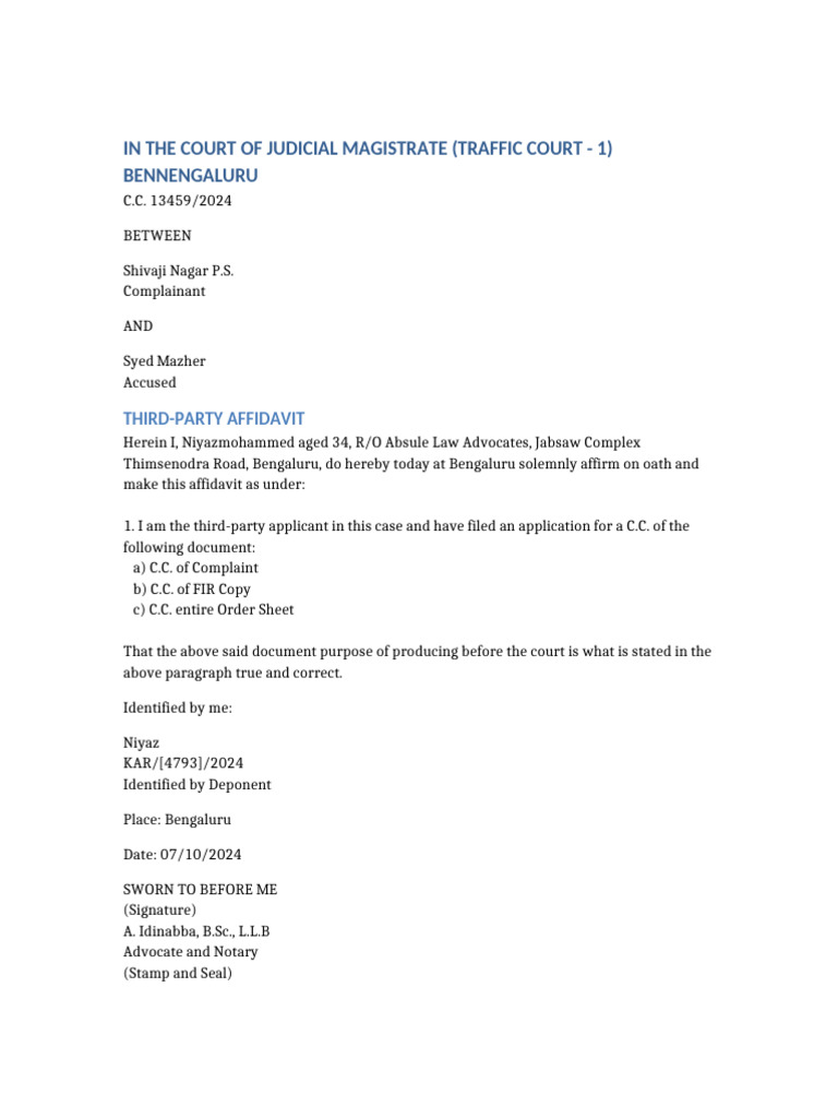 Third Party Affidavit | PDF