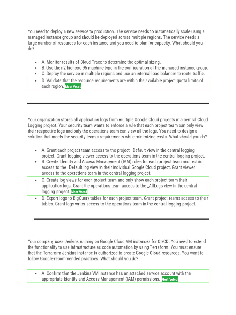 Practice Qns GCP DevOps Set6 | PDF | Cloud Computing | Computing