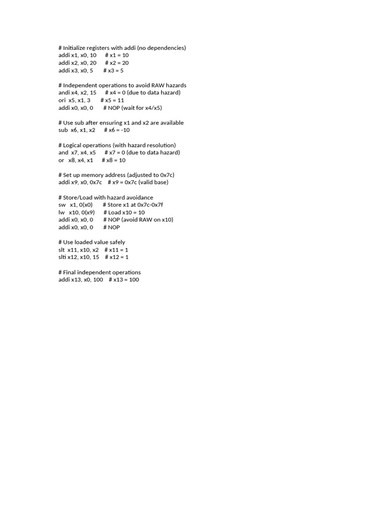 Initialize Registers With Addi | PDF