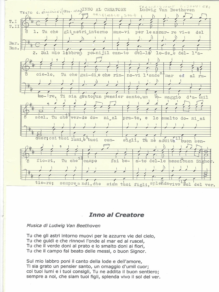 Inno Al Creatore Zampieri TTBB | PDF