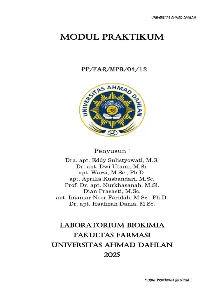 Modul Praktikum Biokimia 2025 - Share Mhs | PDF