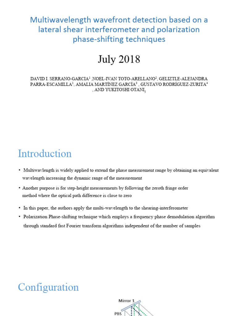 Multiwavelengh Wavefront Detection Based On A Lateral Shear Interferometer and Polarization ...
