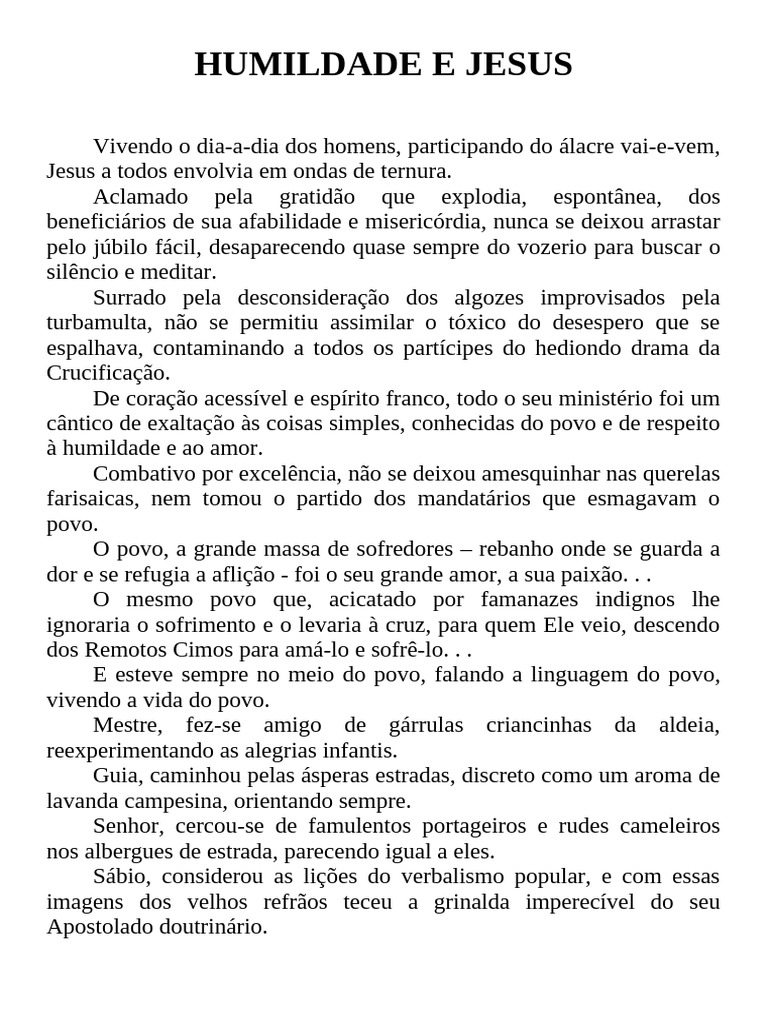 A Humildade no Ensino de Jesus | PDF | Amor