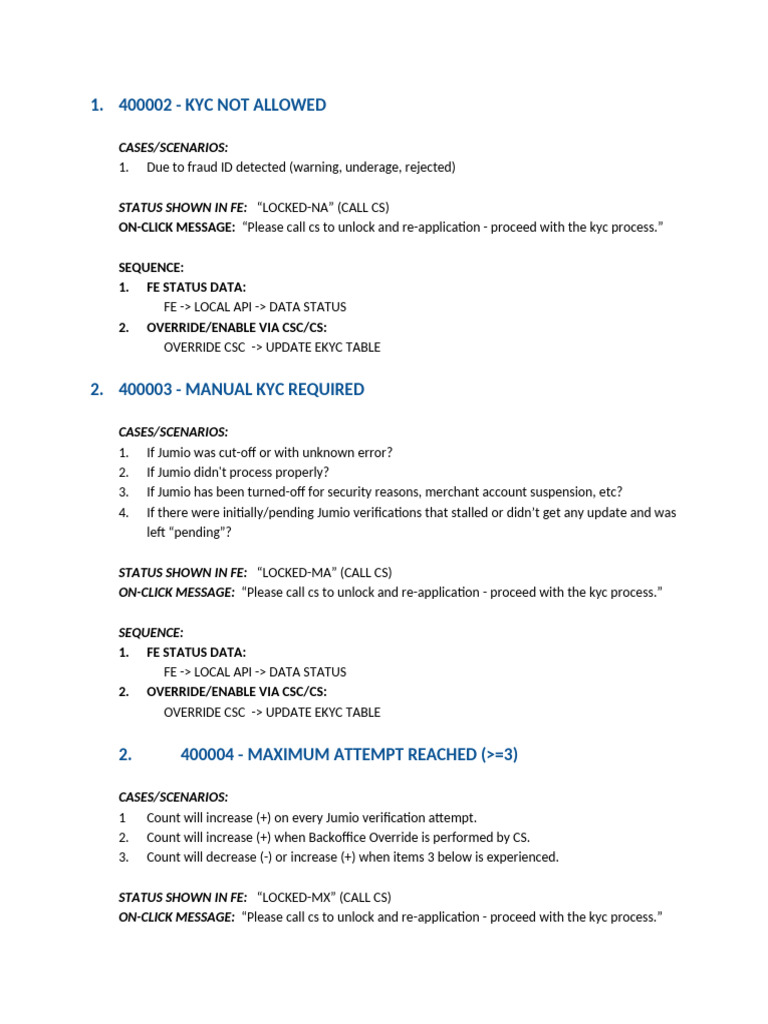 Jumio KYC Status and Issues Guide | PDF | Computing