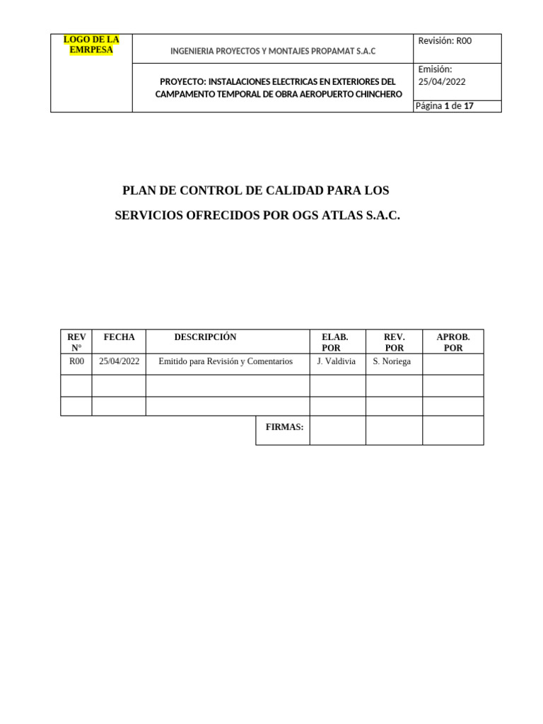Plan de Calidad AICC - PROPAMAT | PDF | Calidad (comercial) | Gestión ...