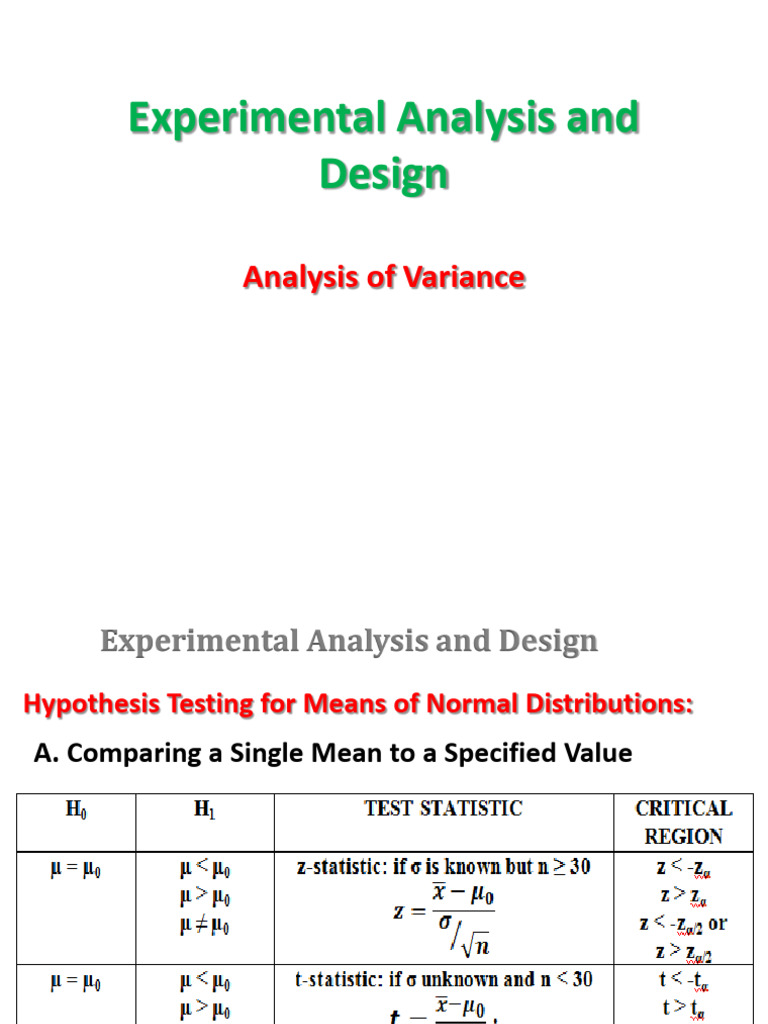 Analysis of VAriance | PDF | Analysis Of Variance | Errors And Residuals