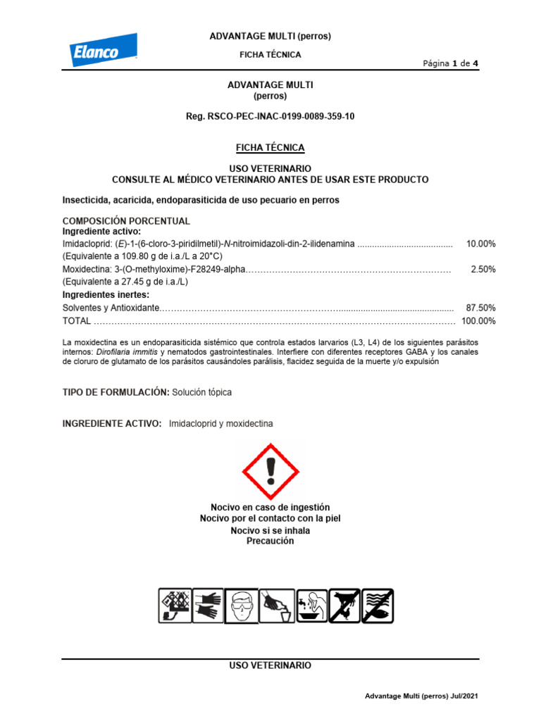 Advantage Multi para perros: Guía de uso | PDF | Pesticida