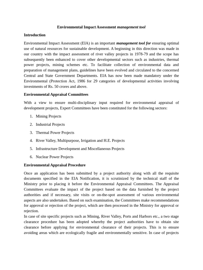 Environmental Impact Assessment Overview | PDF | Environmental ...
