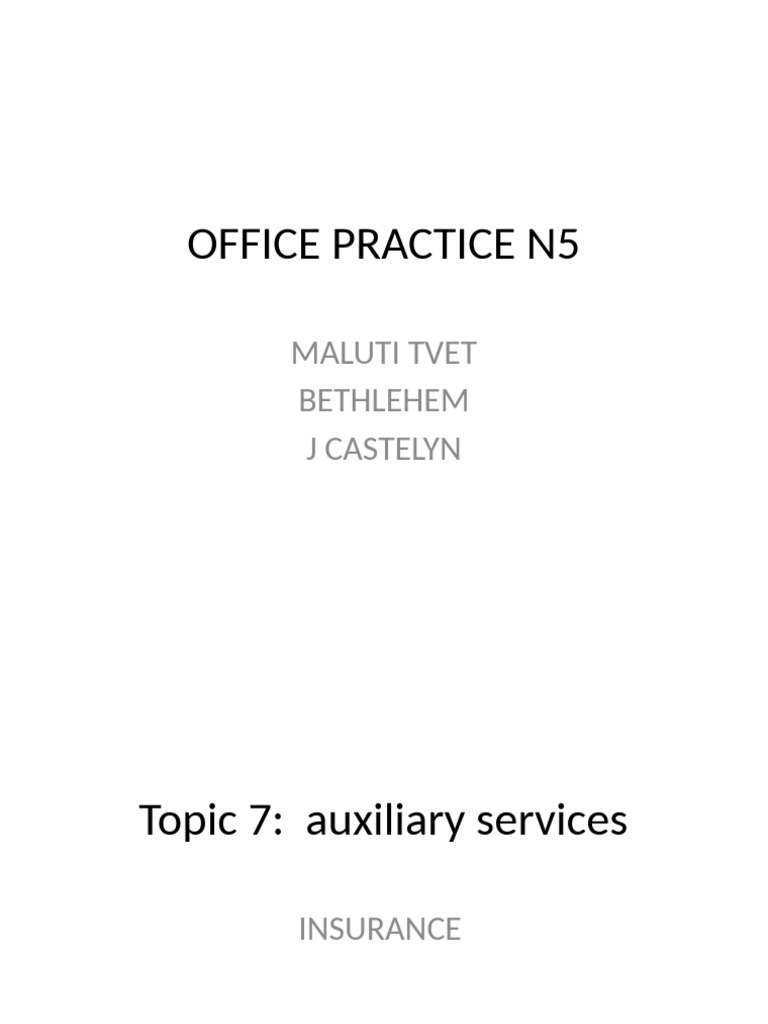 N5 Office Practice Topic 7 Insurance | PDF | Insurance | Life Insurance