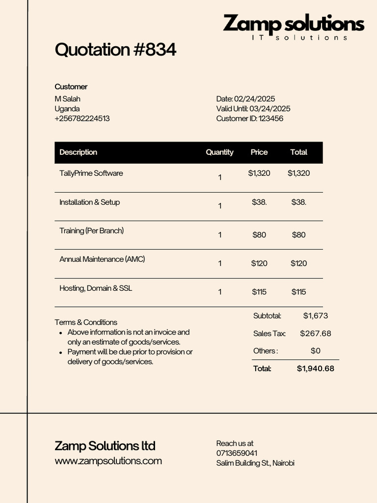 Price Quotation Document For Tally System | PDF