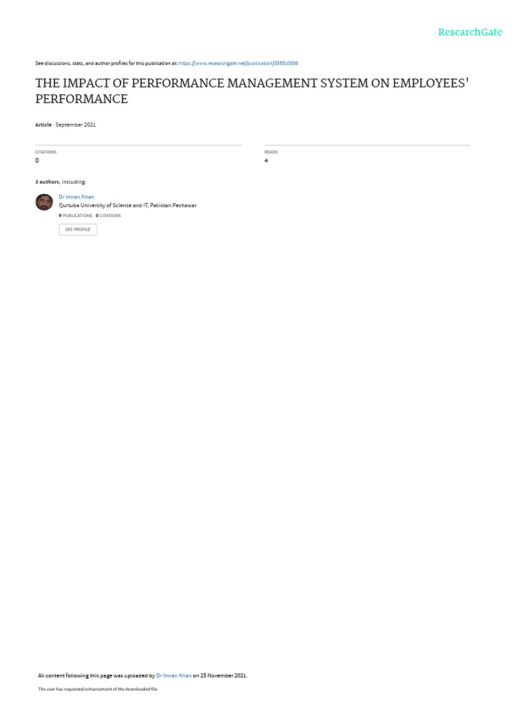 The Impact of Performance Management System On Employees' Performance | PDF | Multicollinearity ...