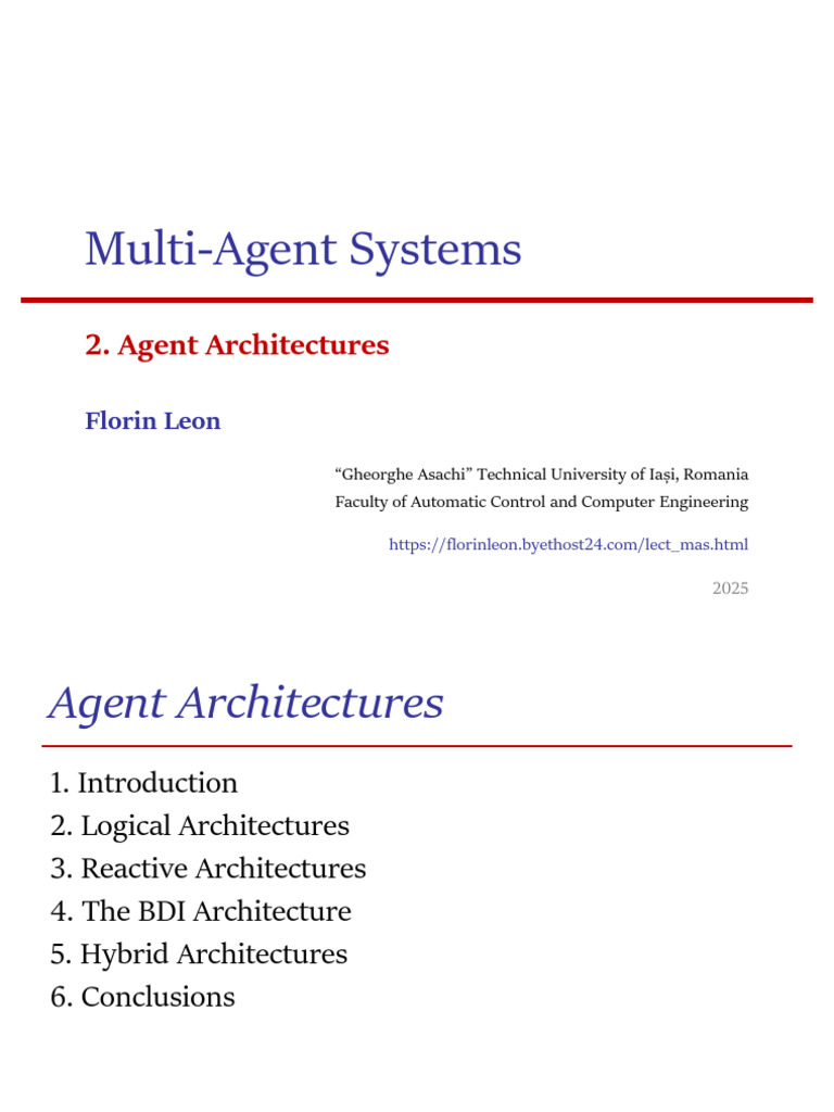 Overview of Agent Architectures | PDF | Cognitive Science | First Order ...