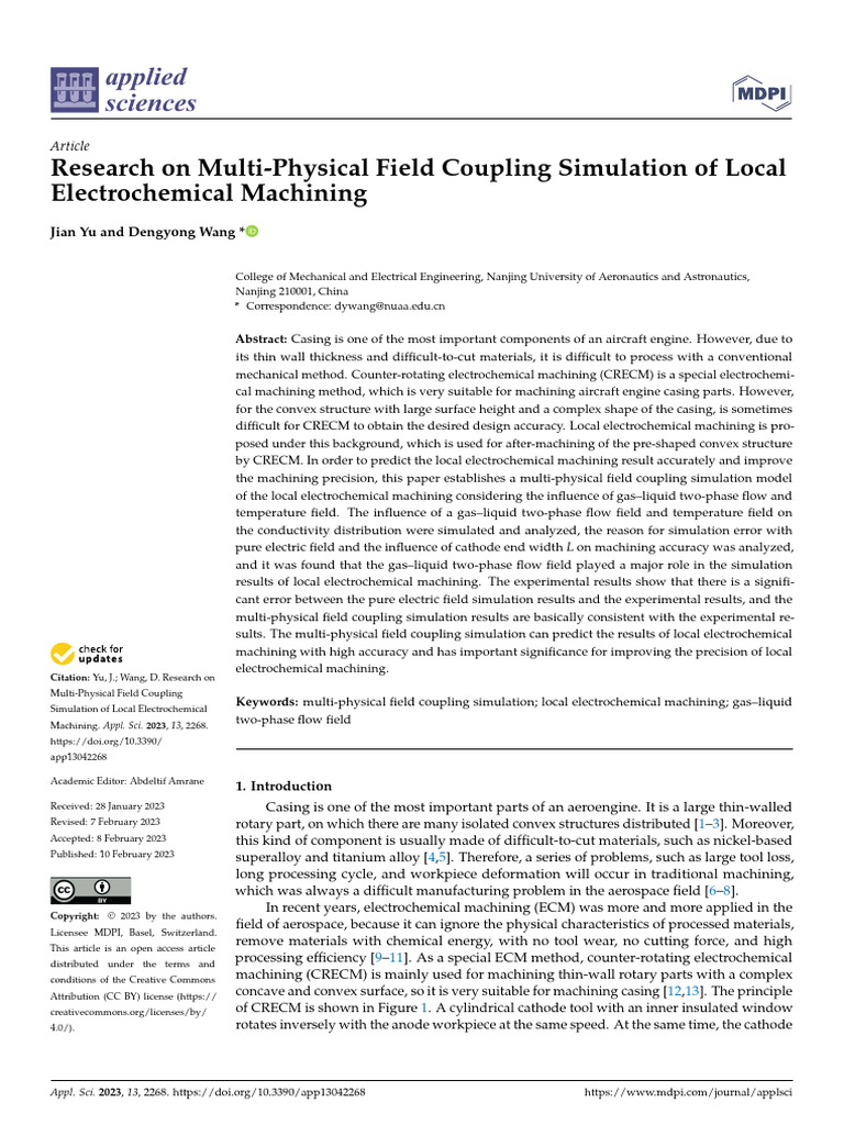 Research on Multi-Physical Field Coupling Simulation of Loca | PDF | Machining | Electrode
