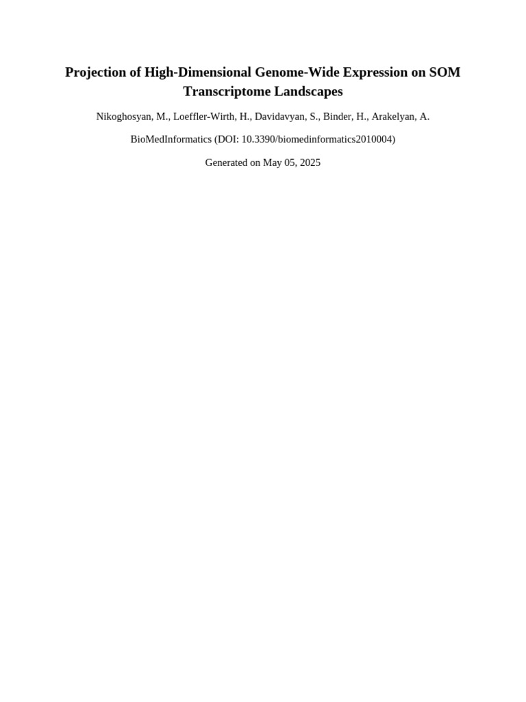 Projection of High-Dimensional Genome-Wide Express | PDF | Support ...