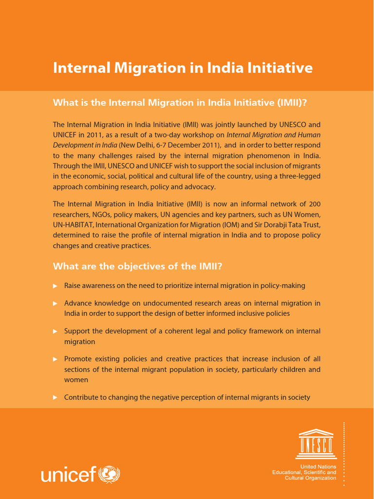 What Is The Internal Migration in India Initiative (IMII) ? | PDF