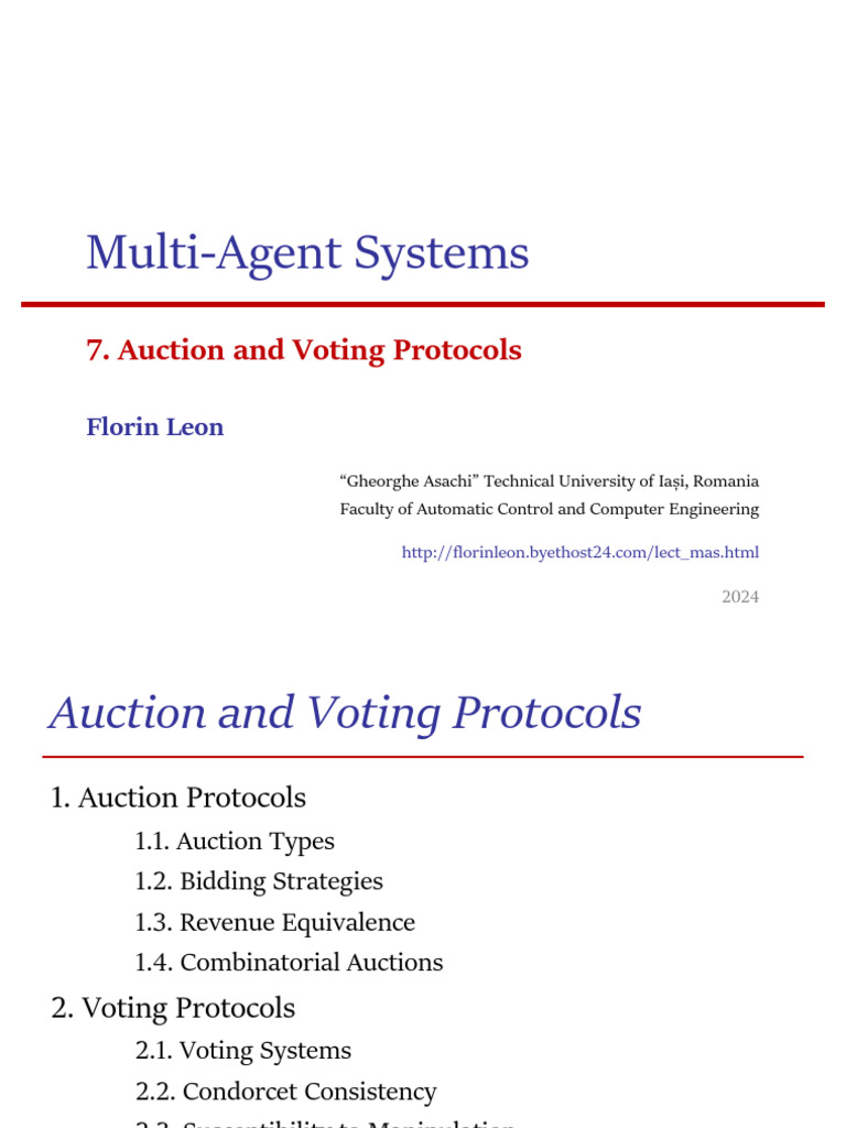 Auction and Voting Protocols | PDF | Auction | Voting