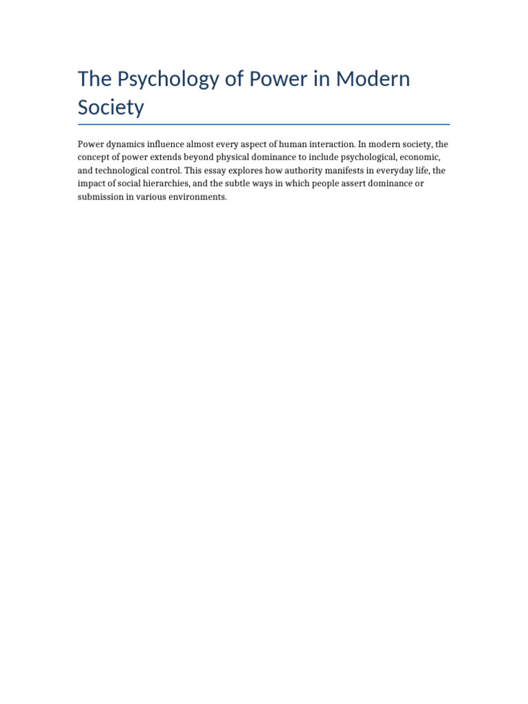 Power Dynamics in Modern Society | PDF