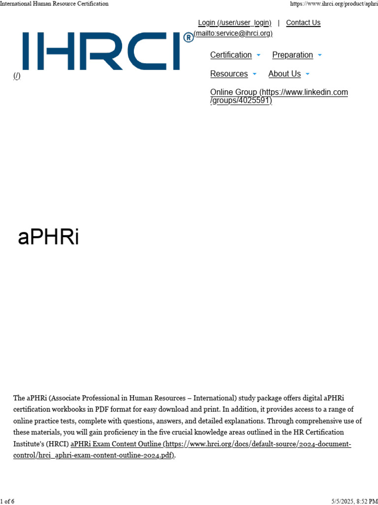 International Human Resource Certification1 | PDF | Multiple Choice | Human Resource Management