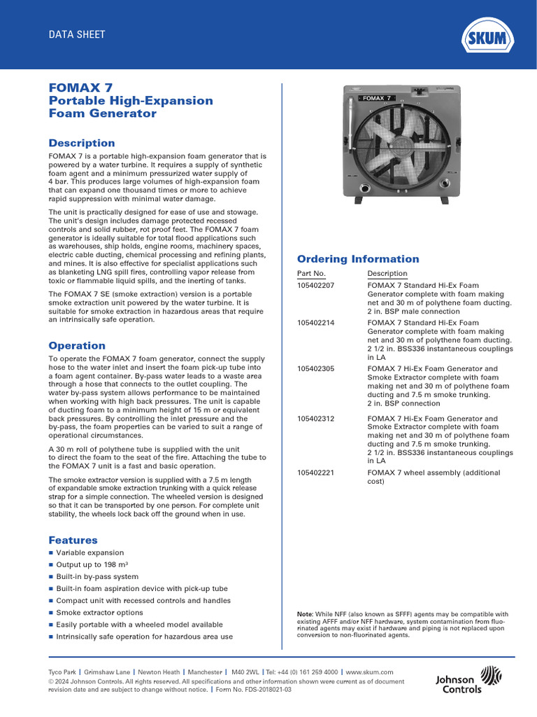 FOMAX 7 Portable Foam Generator | PDF | Water | Mechanical Engineering