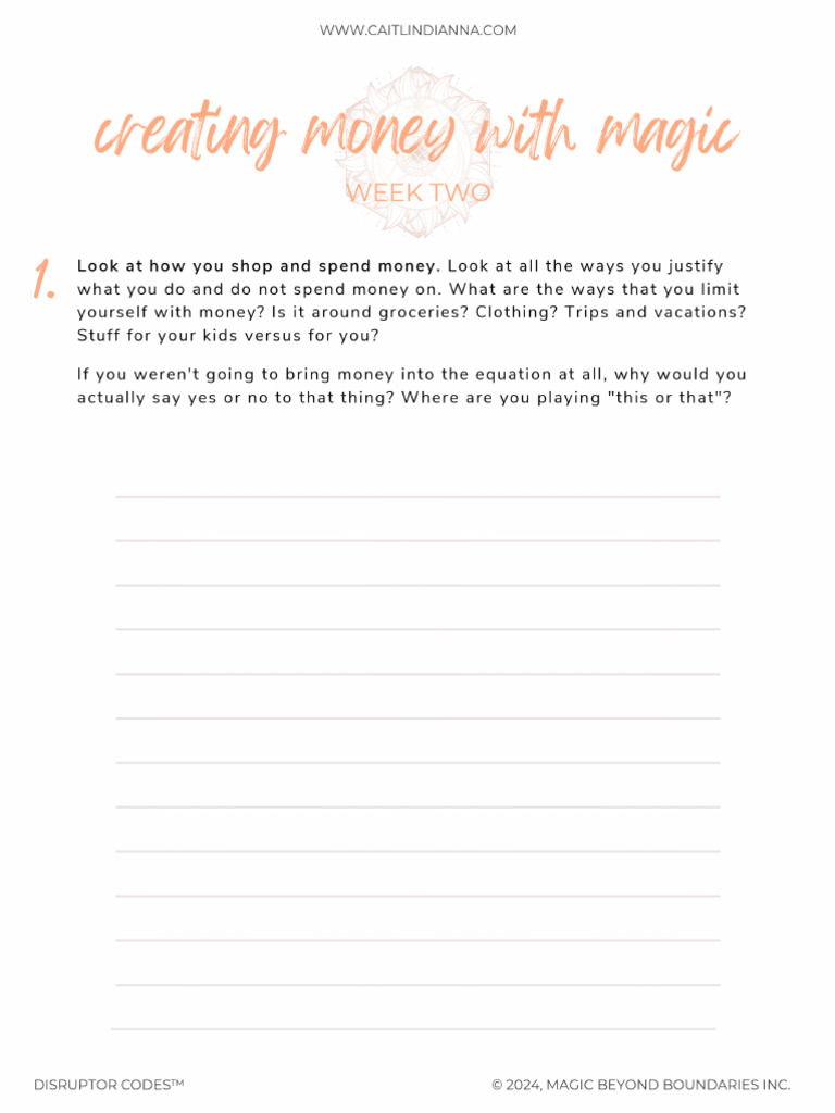 Money - Magic - Week - 2 - Workbook 2 | PDF