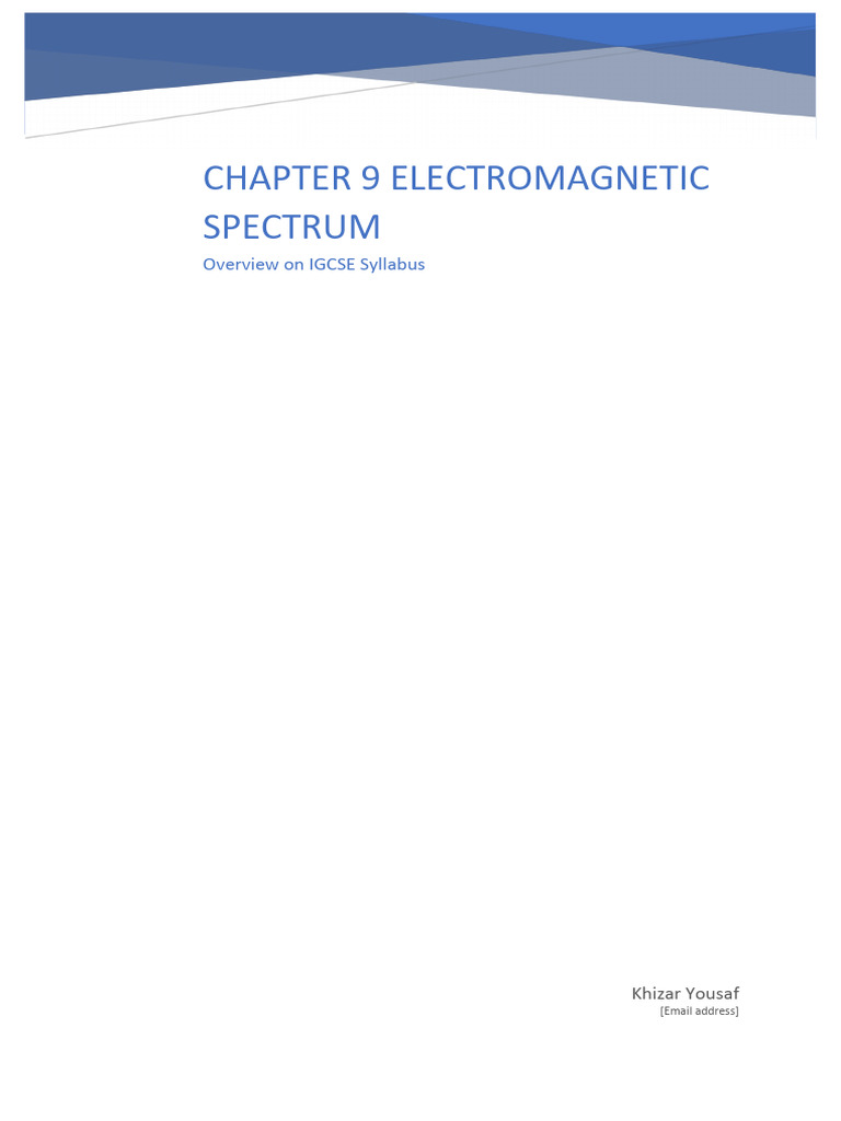 Chapter 9 Electromagnetic Spectrum | PDF | Electromagnetic Spectrum | Infrared