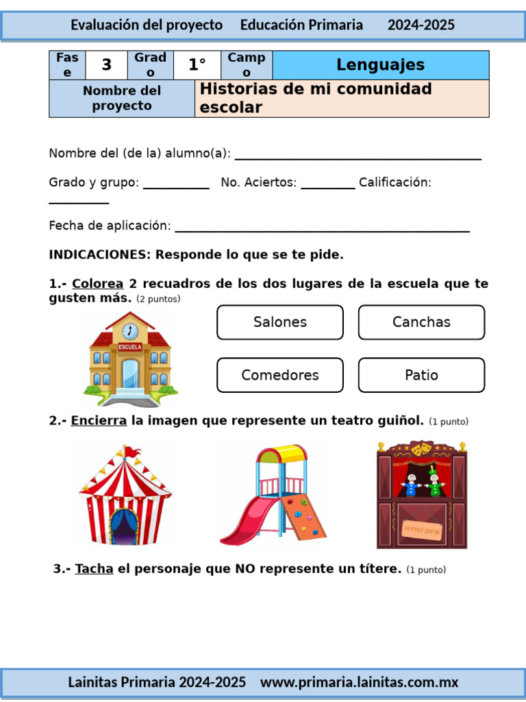 1er Grado Febrero - Examen 07 Historias de Mi Comunidad Escolar (2024 ...