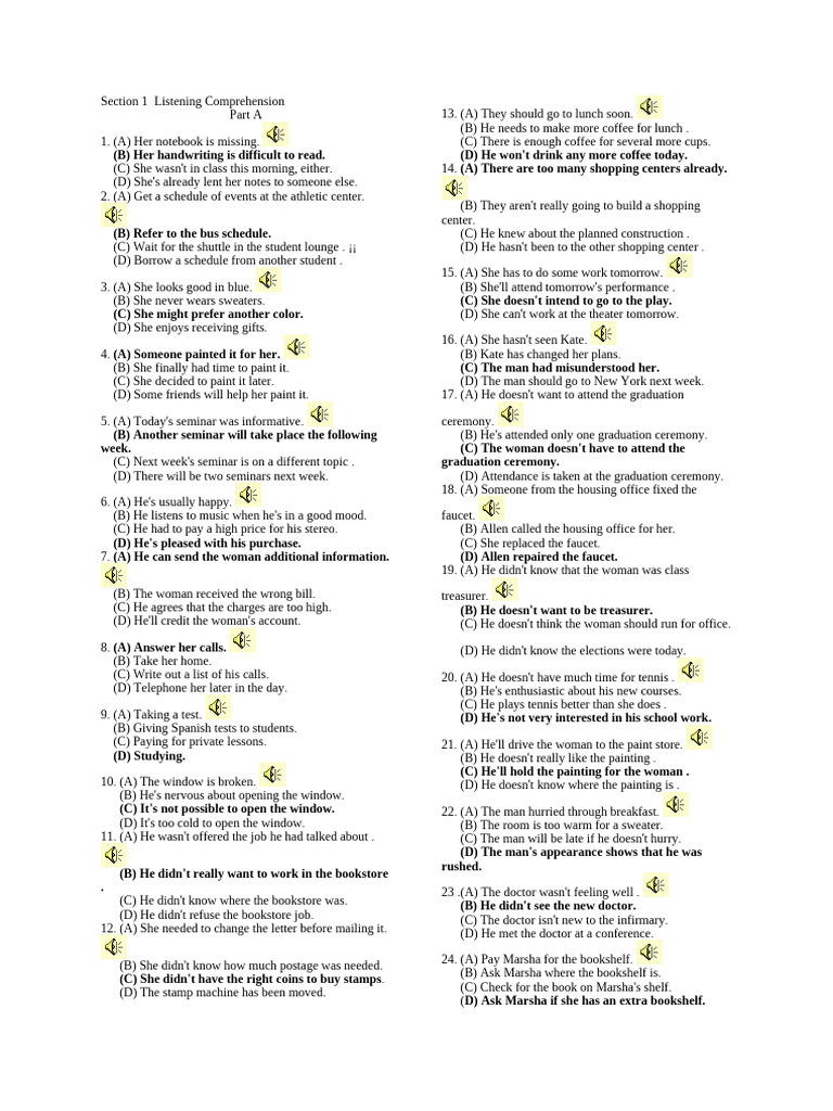 Listening Comprehension Practice Test | PDF | Sun | Tentacle