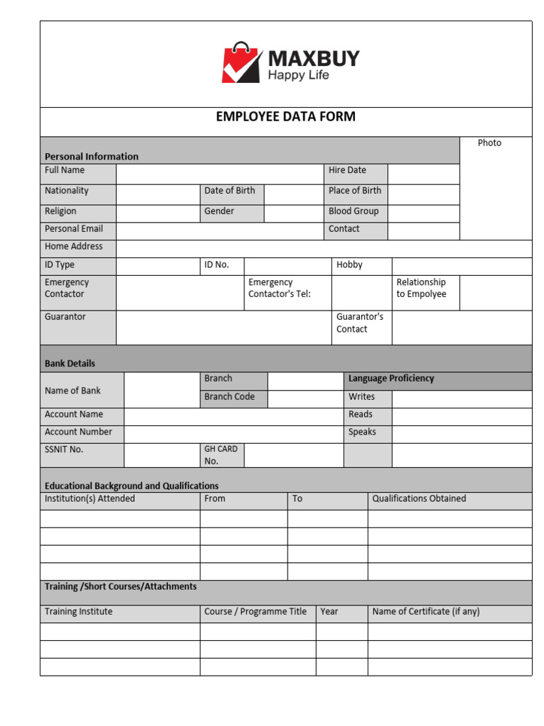 Employee Data Form Maxbuy'24 (7) | PDF | Employment | Justice