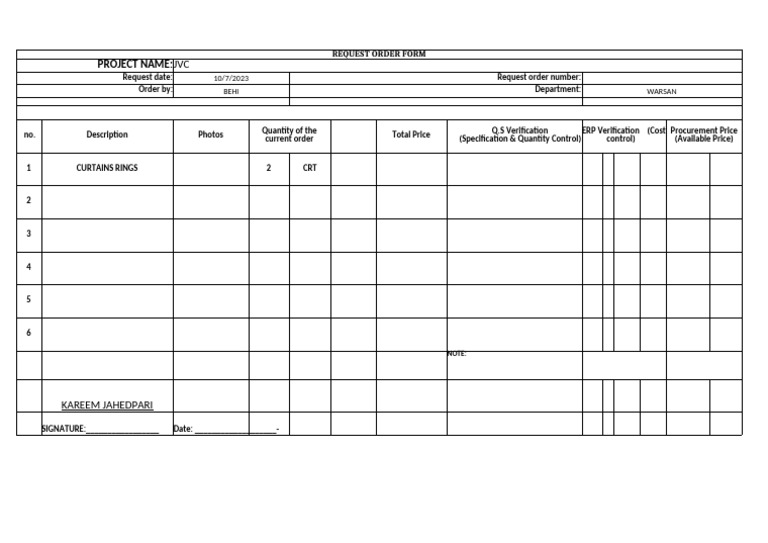 (Material Request For A1 - A2) - 2 | PDF