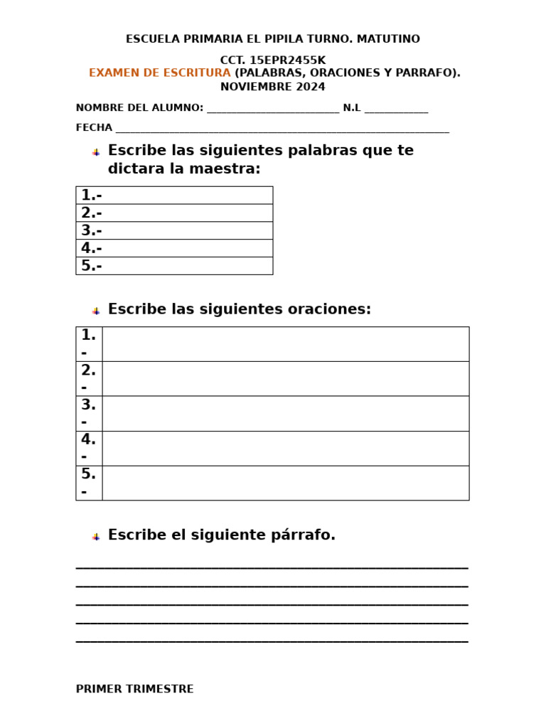 Examen de Escritura - Operaciones Junio - S1 | PDF