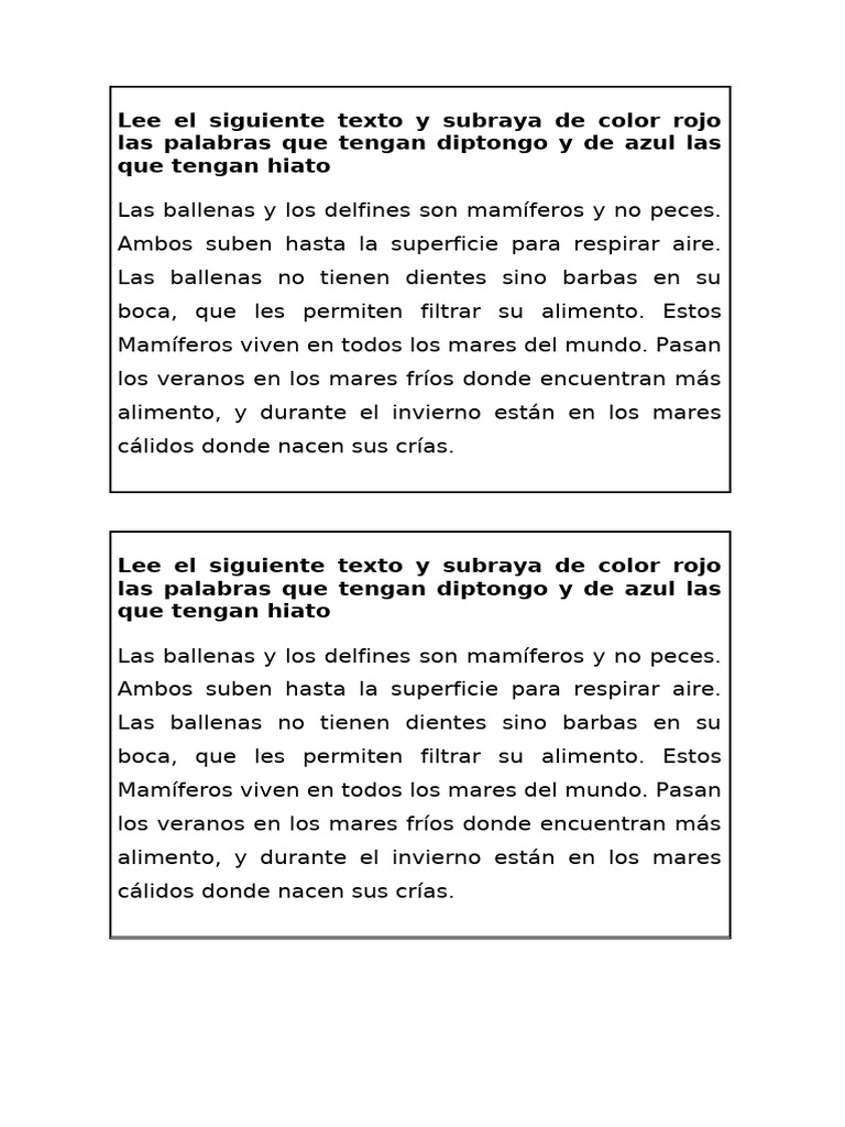Diptongos y hiatos en mamíferos | PDF