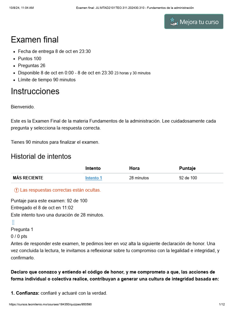 Examen Final - Fundamentos de La Administración | PDF | Business | Toma ...