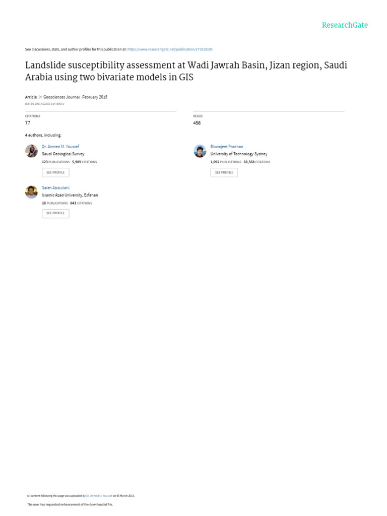 Youssef Et Al. - 2015 - Landslide Susceptibility Assessment at Wadi Jawrah Basin, Jizan Region ...