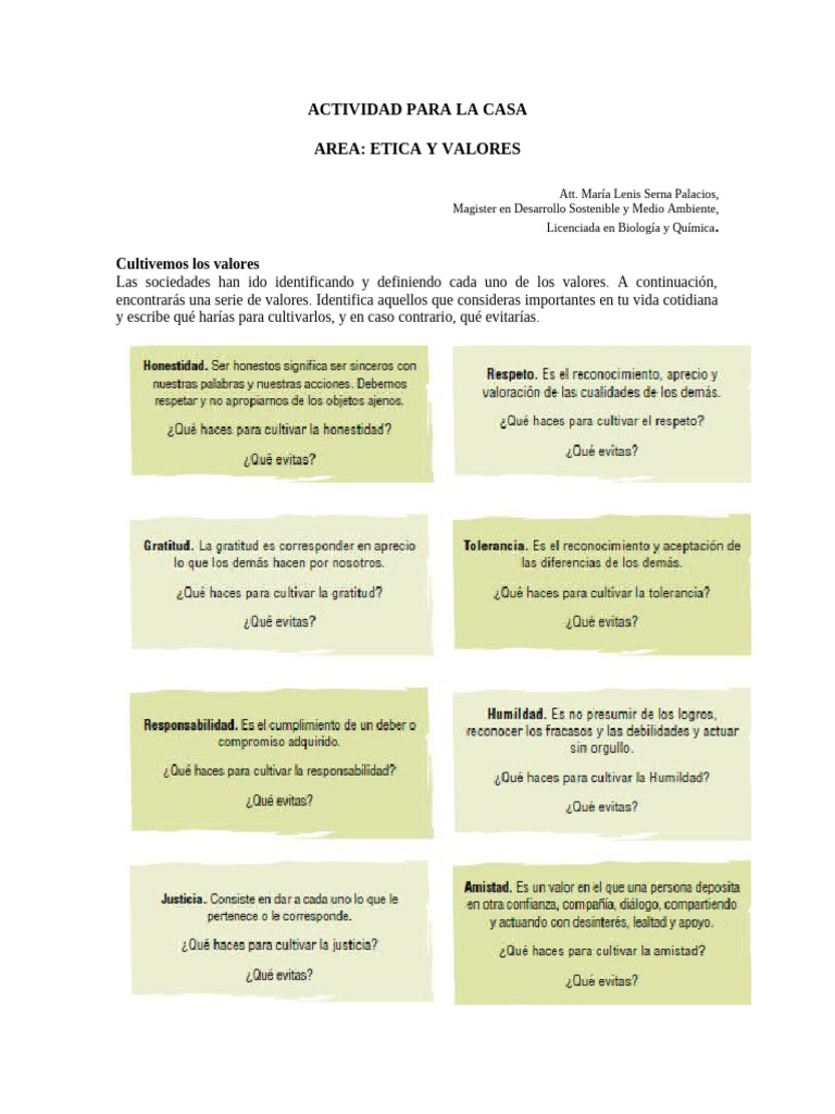 Actividad para La Casa Etica | PDF