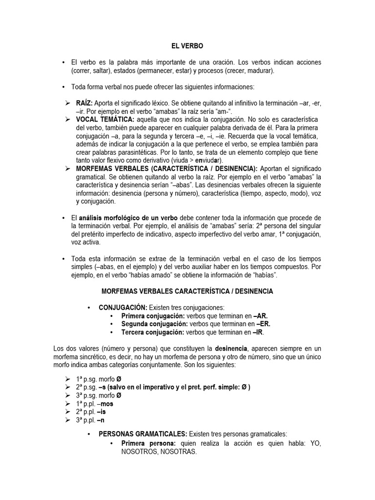 Análisis del verbo en español | PDF | Verbo | Sintaxis