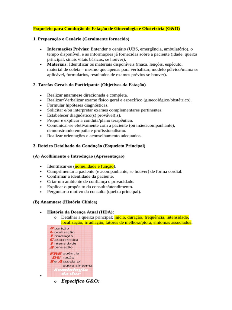 Esqueleto de Estação G&O para Revalida | PDF | Gravidez ...