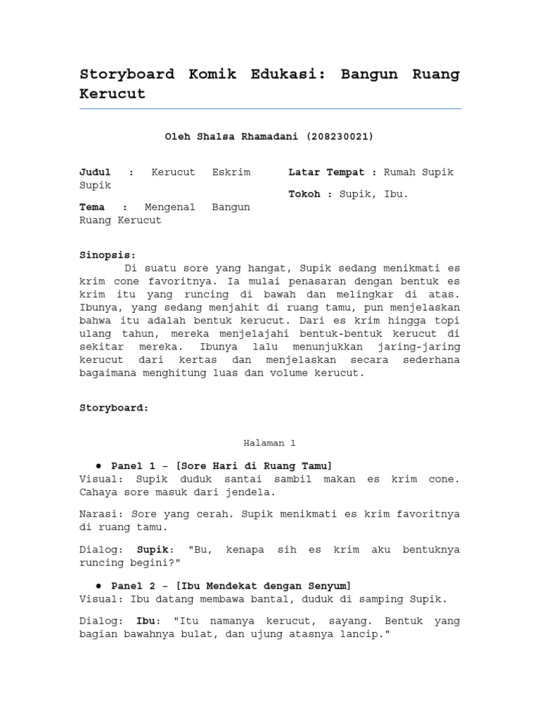 Storyboard Kerucut Supik | PDF