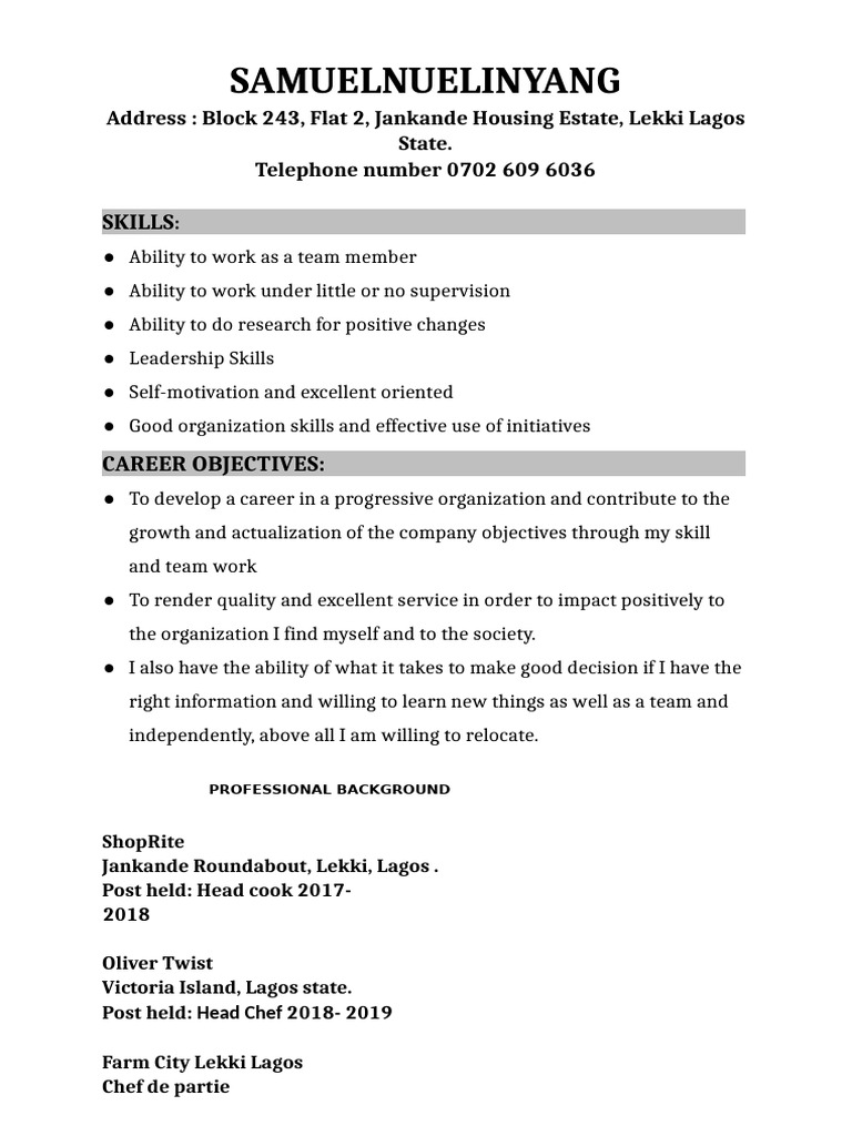 Samuel Nuel CV | PDF