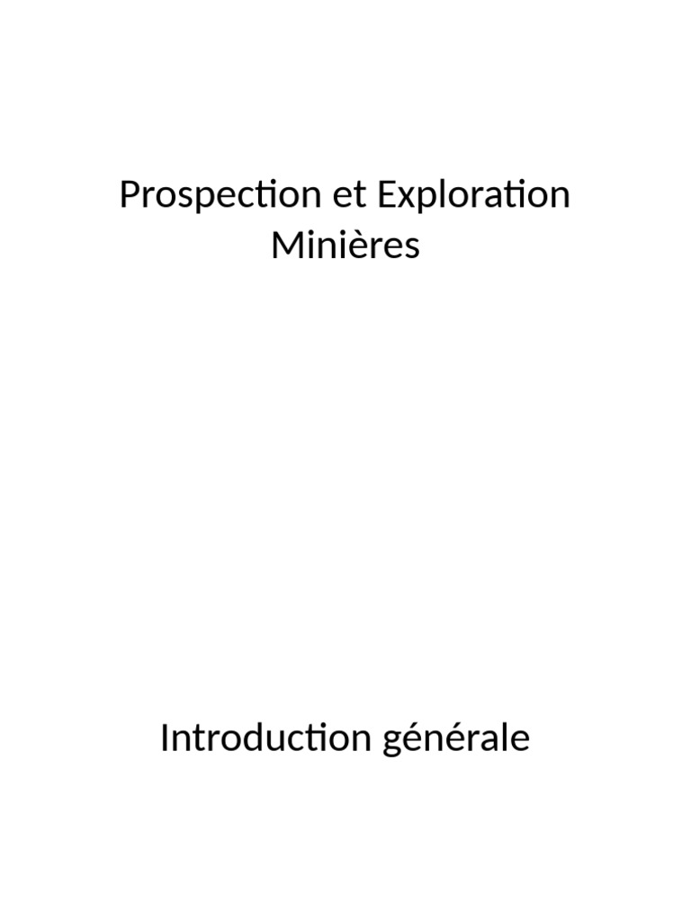 Prospection minière : méthodes et techniques | PDF