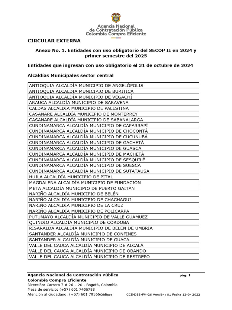 Anexo No. 1 Circular Externa de Obligatoriedad 2024-2025 | PDF | Colombia