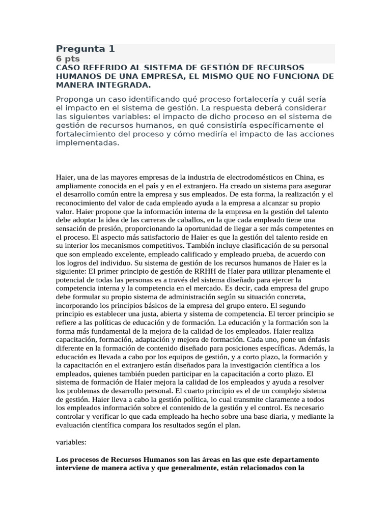 Caso 1 Exmen Final RRHH | PDF | Gestión de recursos humanos | Reclutamiento