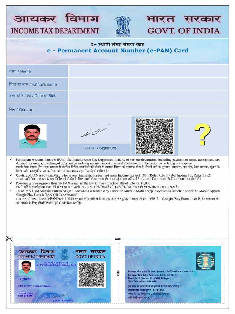 PAN Card VINODHKUMAR D DIRECTOR | PDF