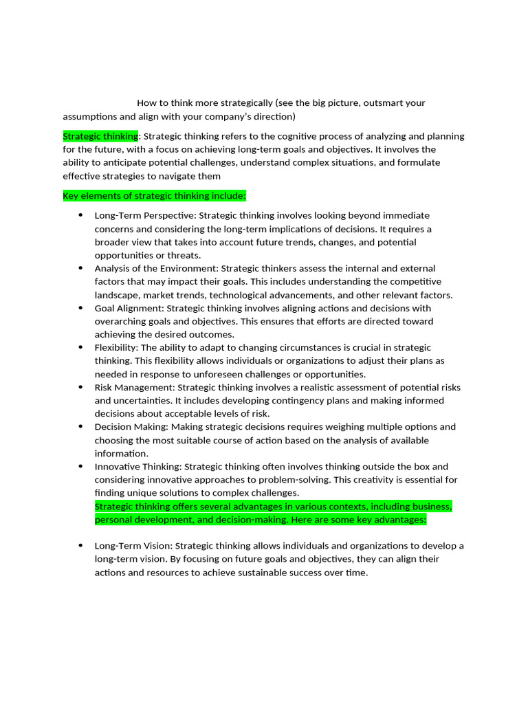 How To Think More Strategically | PDF | Strategic Thinking | Thought